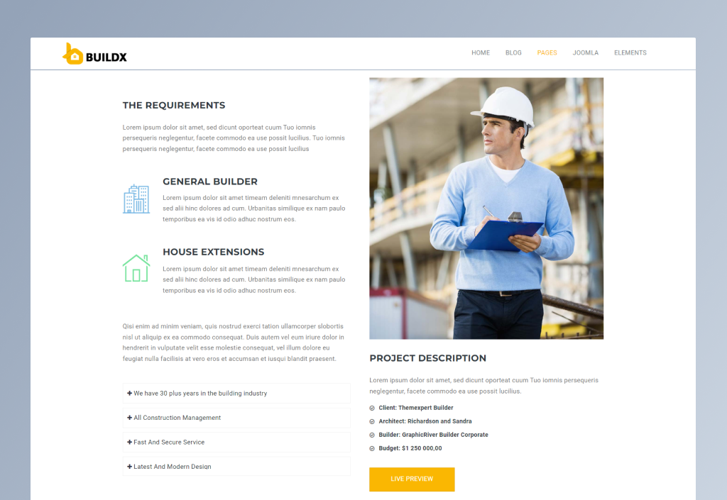 Buildx-Joomla Construction Template For Constructors And Plumbers - ThemeXpert