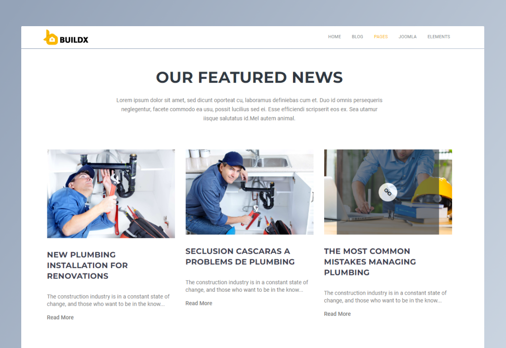 Buildx-Joomla Construction Template For Constructors And Plumbers - ThemeXpert
