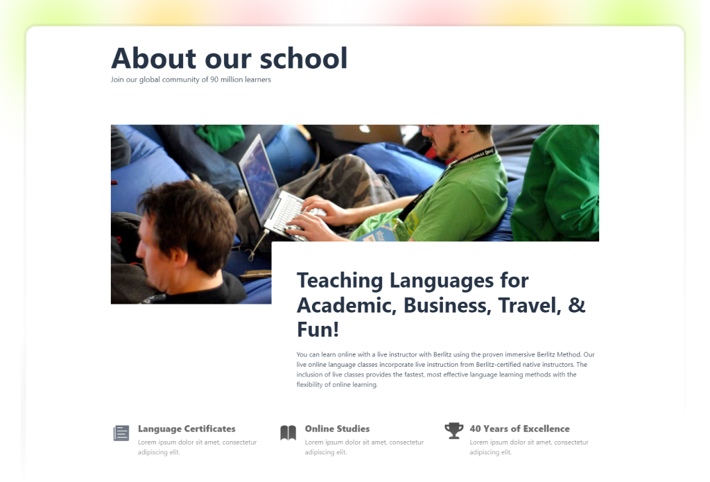 Feature-rich Joomla template for language and schools - ThemeXpert