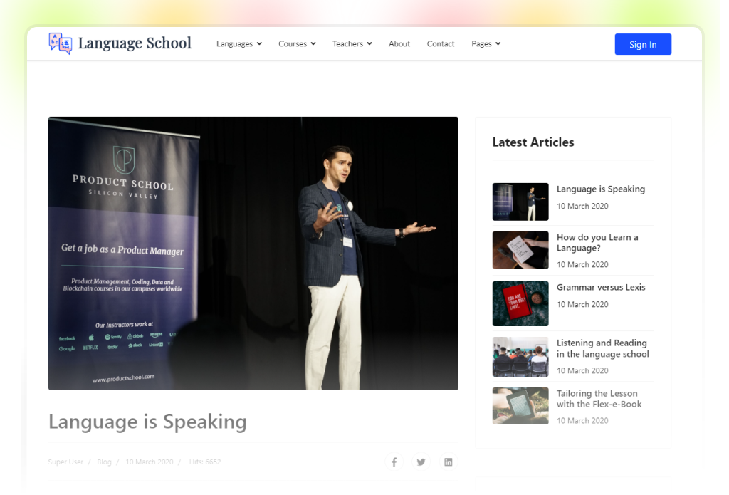 Feature-rich Joomla template for language and schools - ThemeXpert